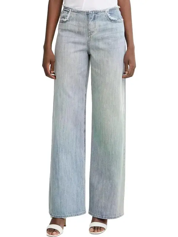 Armani Exchange Frayed Edge Wide-leg Jeans - Blue