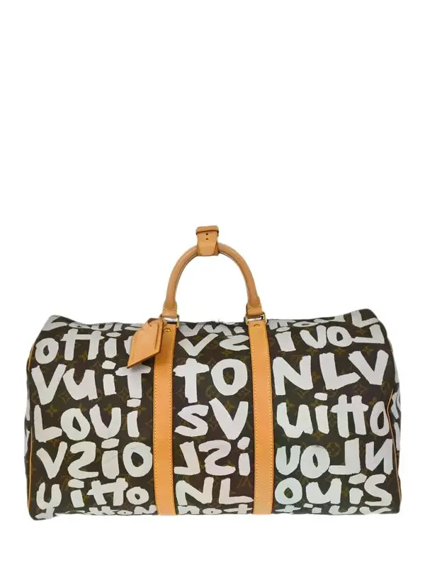 LOUIS VUITTON 2001 Graffiti Keepall 50 Tote Bag - Brown
