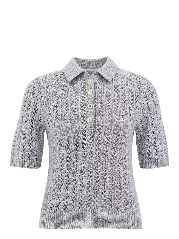 Eleventy Pointelle-knit Polo Shirt - Grey