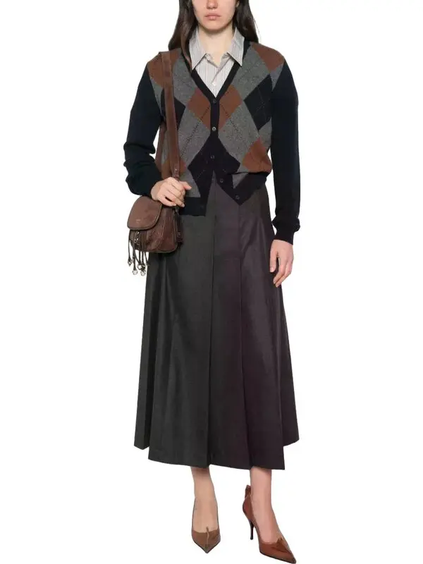 Prada Argyle-knit V-neck Cardigan - Blue