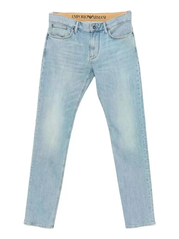 Emporio Armani Slim-fit Jeans With Logo Plaque - Blue