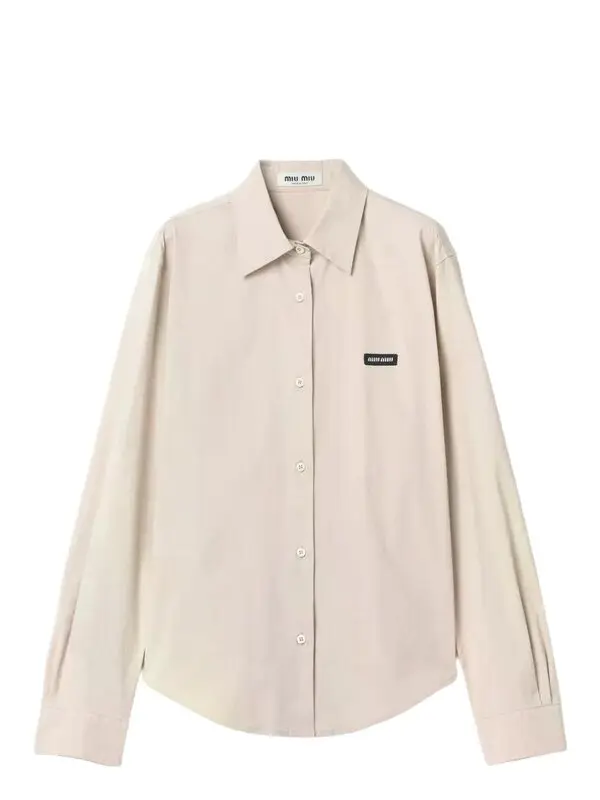 Miu Miu Stretch Poplin Shirt - Neutrals