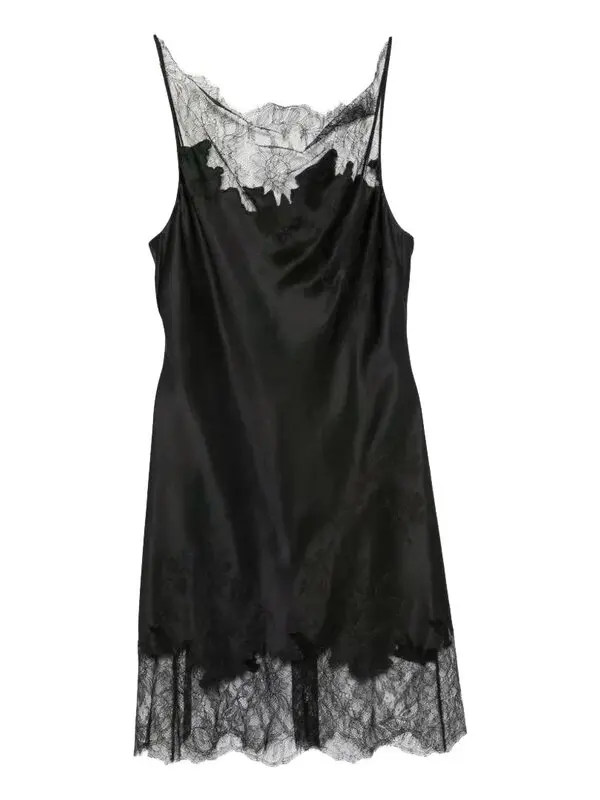 Carine Gilson Lace Trim Mini Dress - Black