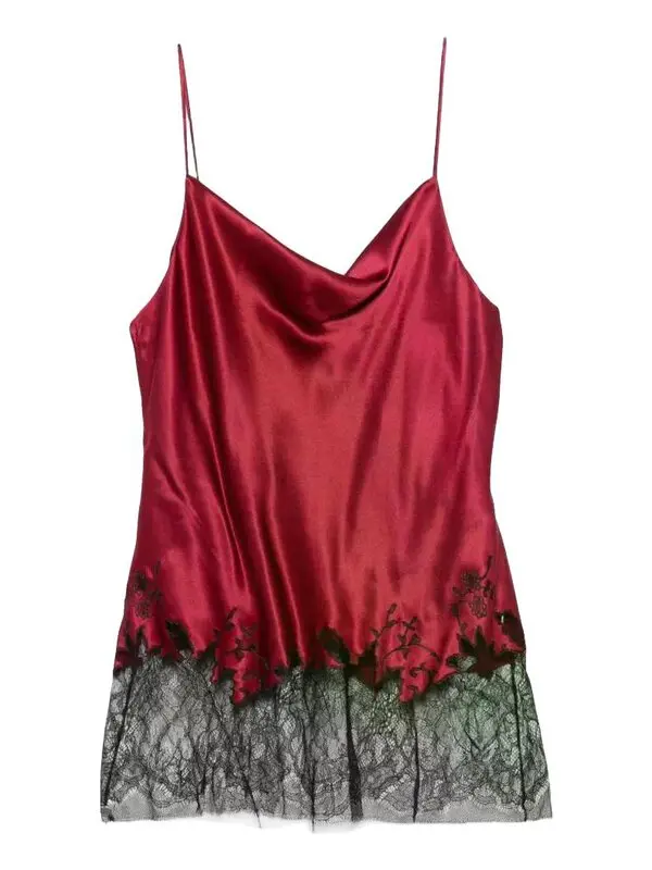 Carine Gilson Lace-trimmed Silk Camisole - Red