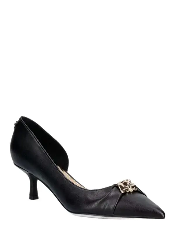 Guess Pointed-toe D'orsay Pumps With Gold-tone Logo Plaque - Black