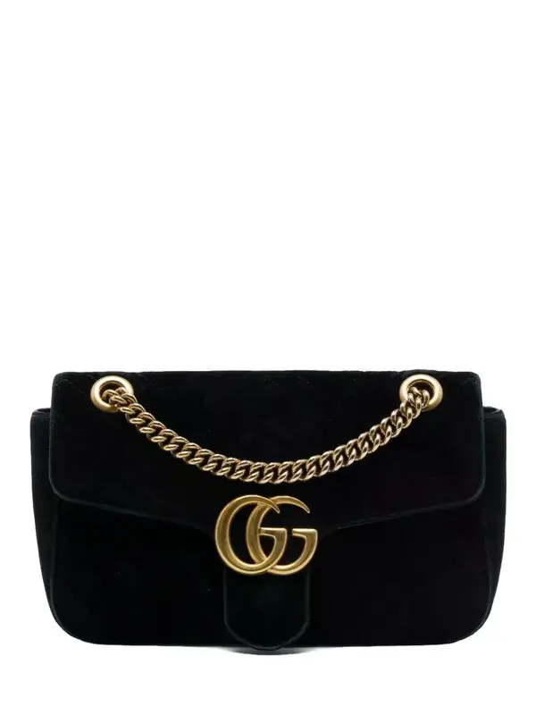 Gucci 2016-2026 Medium Gg Marmont Matelasse Velvet Shoulder Bag - Black