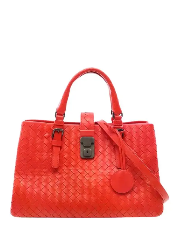 Bottega Veneta 2000-2015 Small Nappa Intrecciato Roma Satchel - Red