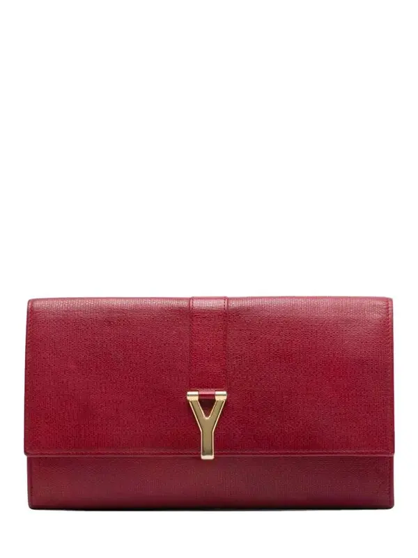 Saint Laurent 2016 Textured Leather Chyc Ligne Clutch Bag - Red