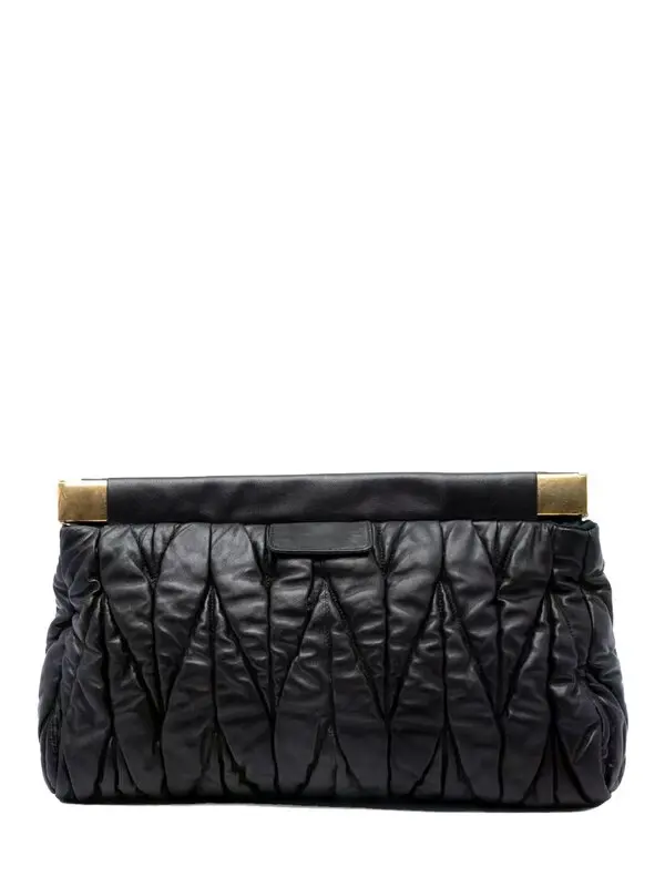 Miu Miu 2010-2026 Matelasse Nappa Frame Clutch Bag - Black