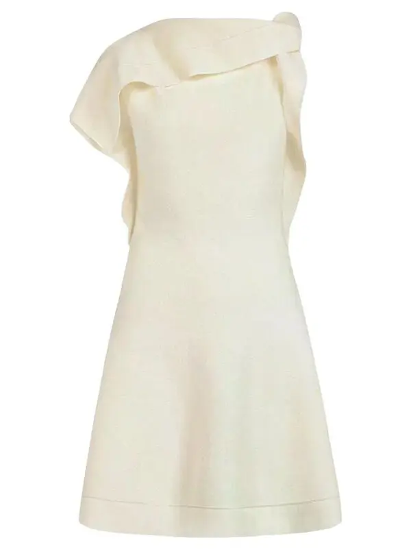 Oscar De La Renta Draped Knitted Mini Dress - Neutrals
