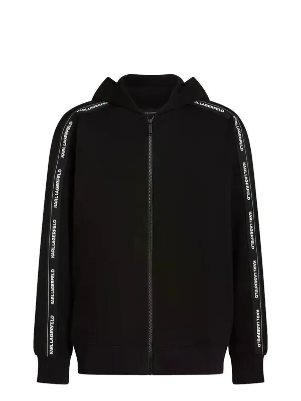 Karl Lagerfeld Logo-tape Zip-up Hoodie - Black
