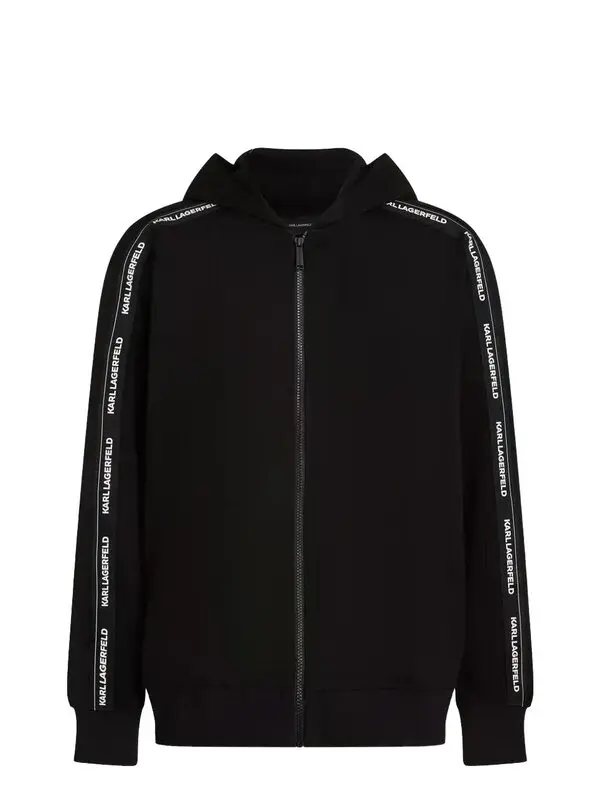 Karl Lagerfeld Logo-tape Zip-up Hoodie - Black