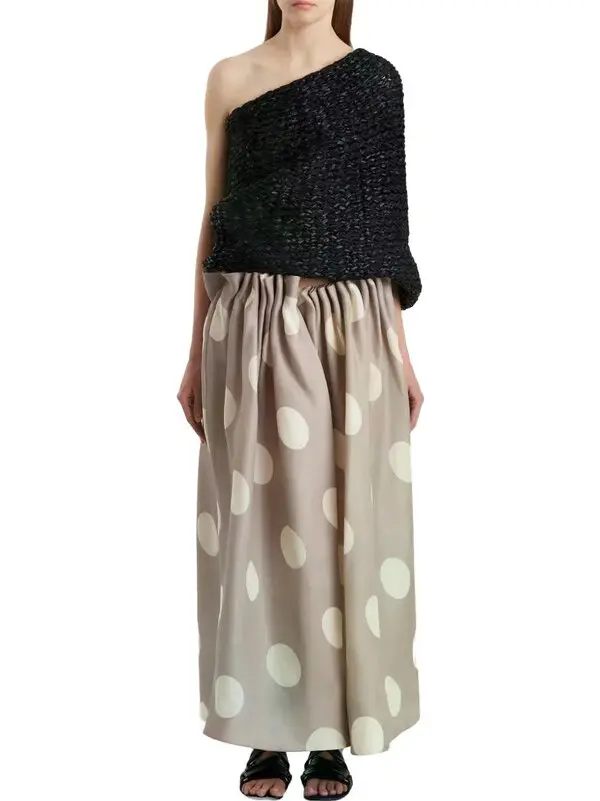 Khaite Polka Dot Silk Skirt - Neutrals