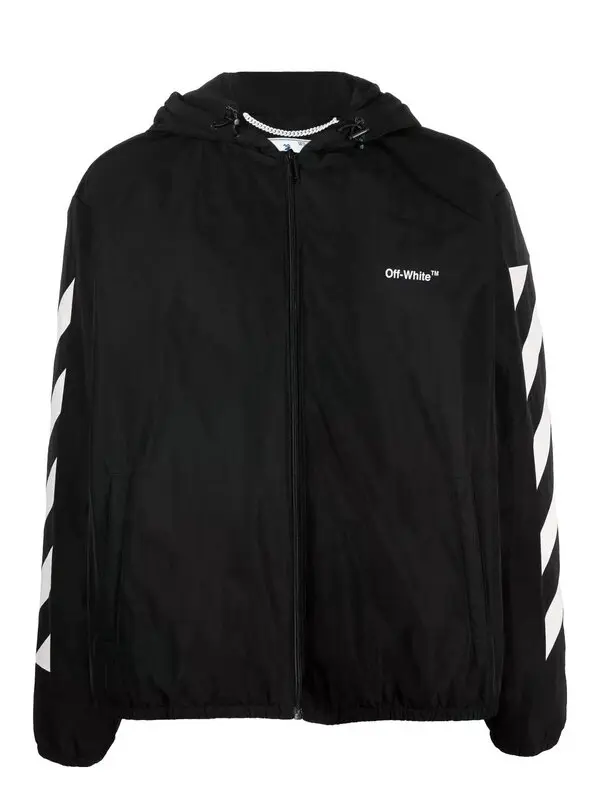 Off-White Diag Logo-print Hooded Windbreaker - Black