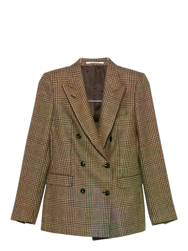 Tagliatore Double-breasted Checked Jacket - Brown