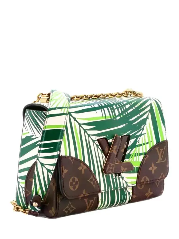 LOUIS VUITTON Twist Handbag Limited Edition Palm Print Leather With Monogram Canvas Mm Shoulder Bag - Brown
