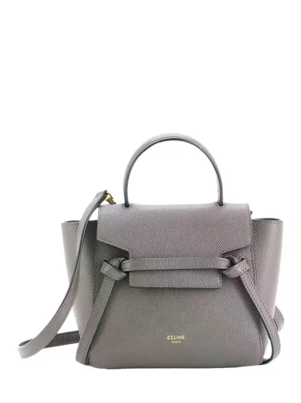 Celine Belt Bag Textured Leather Pico Shoulder Bag - Grey