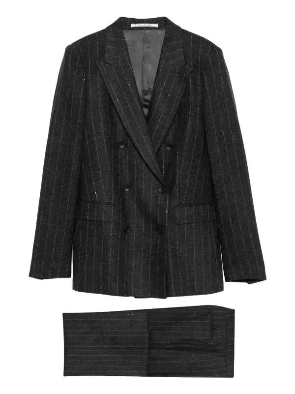 Tagliatore Pinstripe Sequin-embellished Suit - Grey