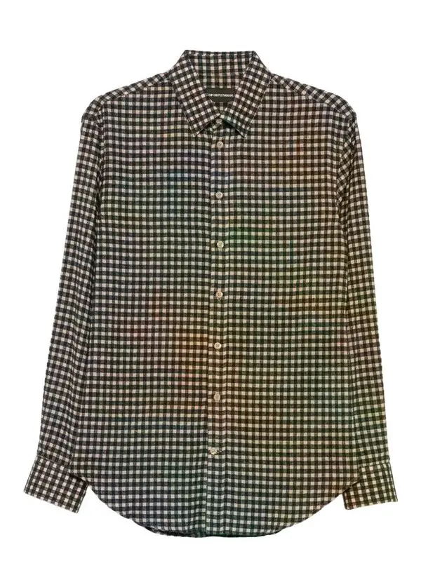 Emporio Armani Gingham-check Long-sleeve Shirt - Black