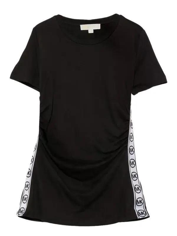 Michael Kors Logo-tape Ruched T-shirt - Black