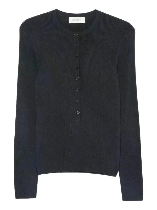 LISA YANG Airi Half-button Sweater - Blue