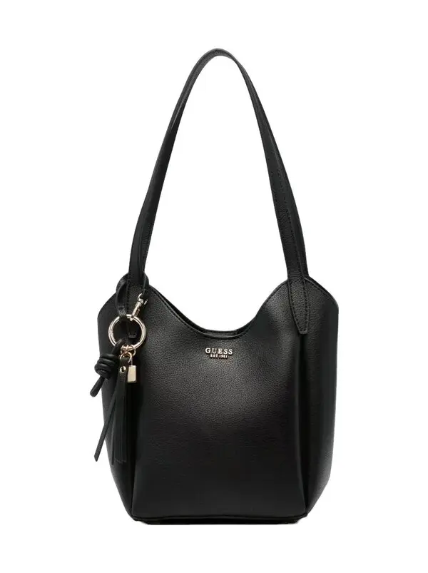 Guess Melody Logo-plaque Pebbled-leather Shoulder Bag - Black