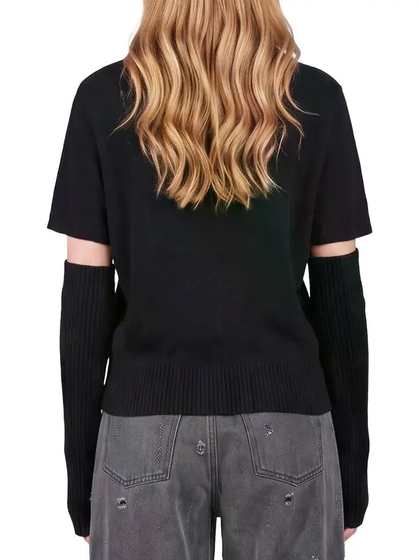 Federica Tosi High-neck Ribbed Sweater With Removable Cuffs - Black
