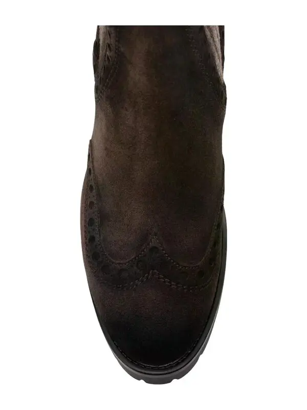 Santoni Brogue-detail Sock Ankle Boots - Brown