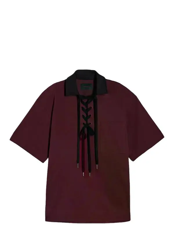 Simone Rocha Lace-up Rugby Polo Shirt - Red