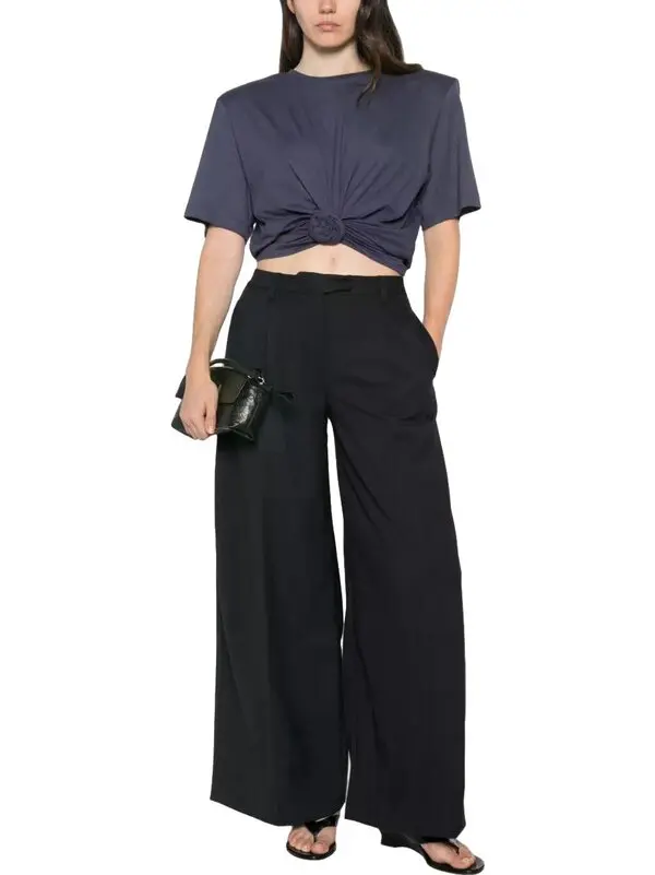 Magda Butrym Padded-shoulder Knotted T-shirt - Blue