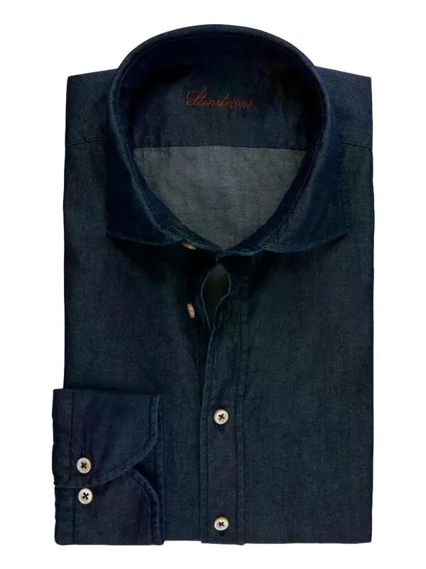 STENSTROMS Cutaway-collar Denim Shirt - Blue