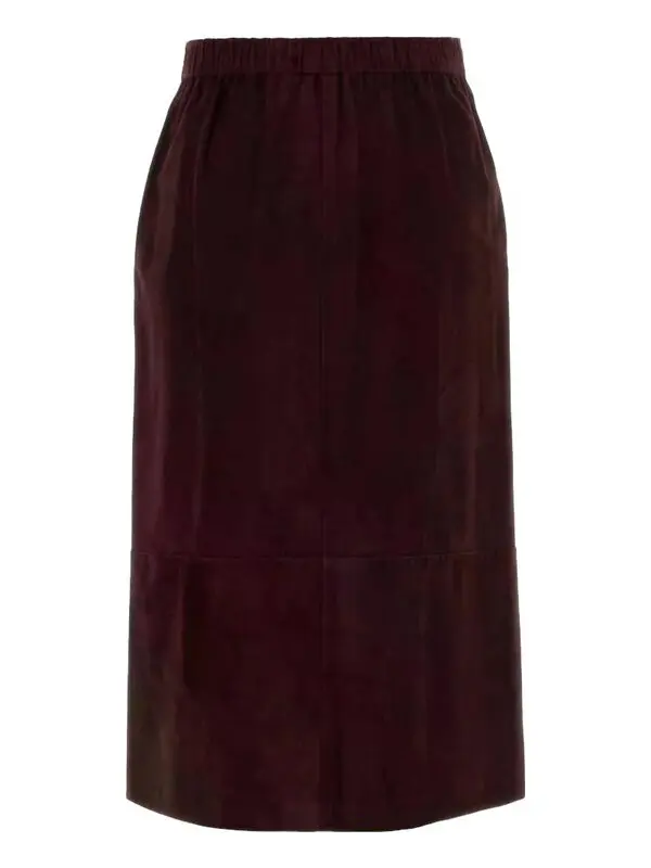Max Mara Gazza Suede Midi Skirt - Red