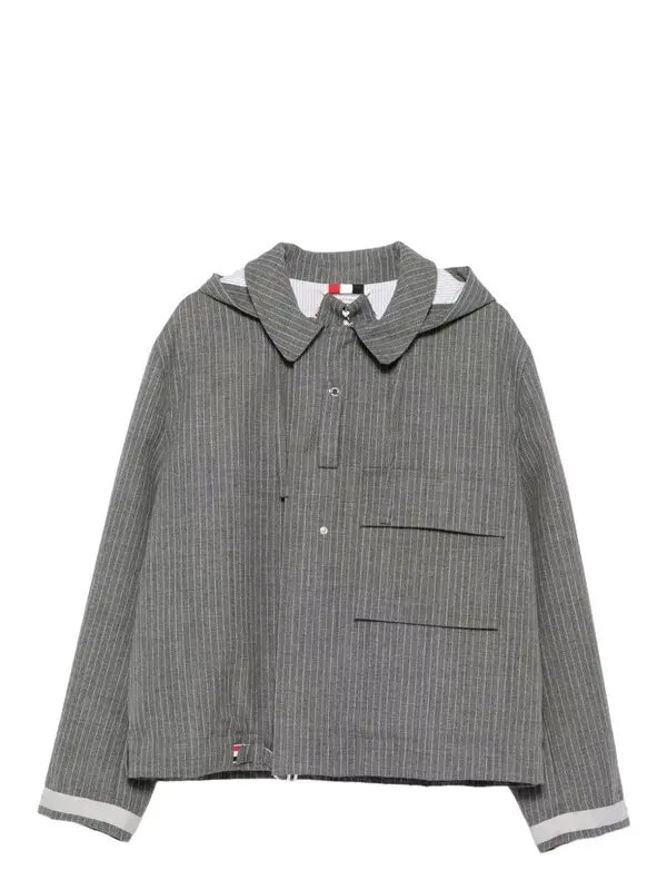 Thom Browne Pinstripe Hooded Jacket - Grey