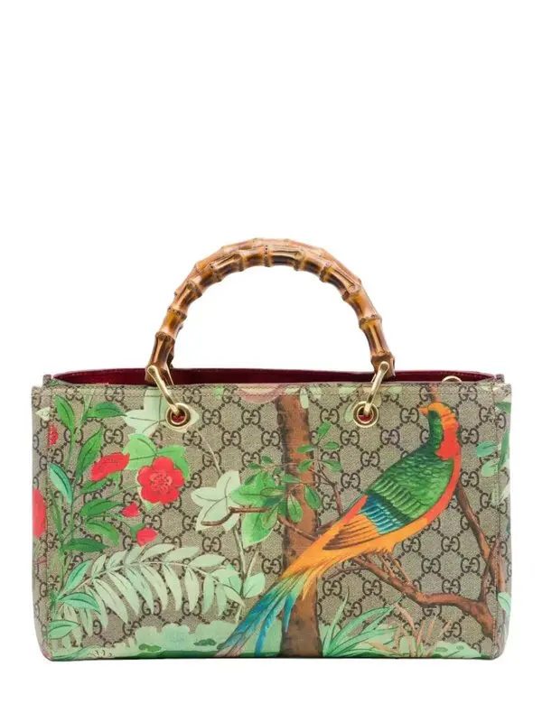 Gucci 2016-2026 Medium Gg Supreme Tian Bamboo Shopper Satchel - Neutrals