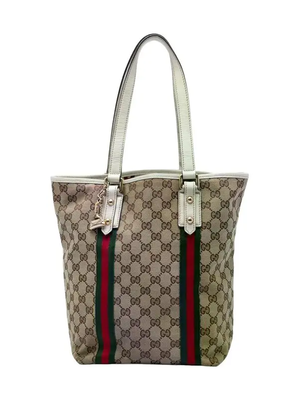 Gucci Gg Canvas Web Jolicoeur Tote Bag - White