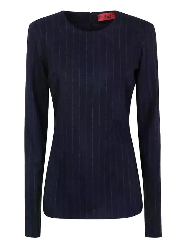 THELATEST Pinstripe Long Sleeve Top - Blue