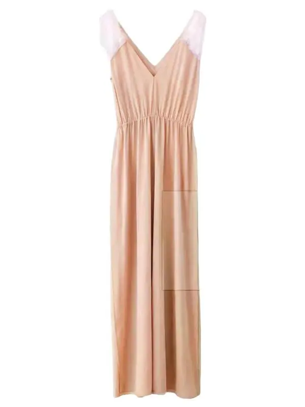 KRISTINA TI Lace-trim Elasticated-waist Maxi Dress - Orange