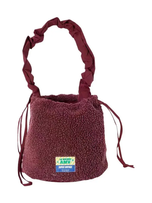 American Vintage Fleece Drawstring Bucket Bag - Red