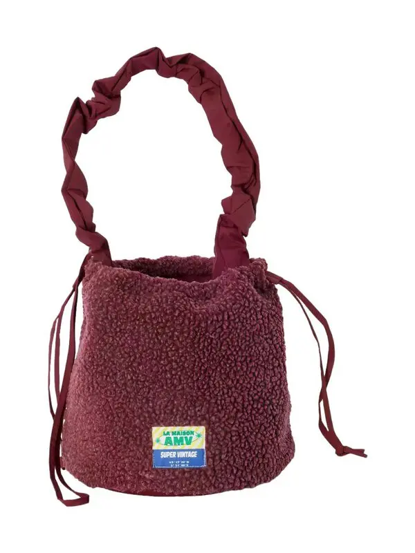 American Vintage Fleece Drawstring Bucket Bag - Red