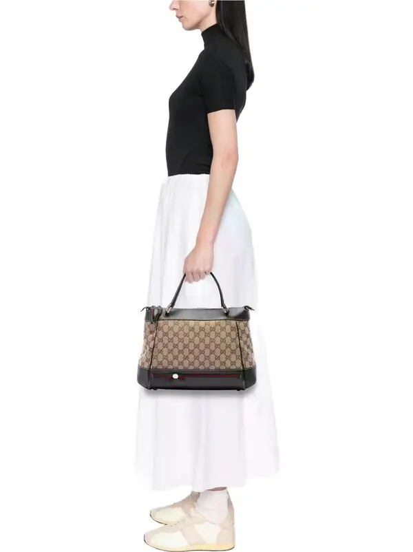 Gucci Gg Canvas Web Mayfair Satchel - Neutrals