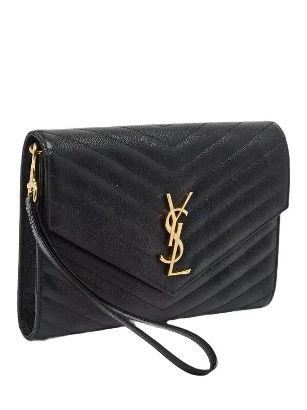 Saint Laurent 2022 Envelope Monogram Pouch - Black