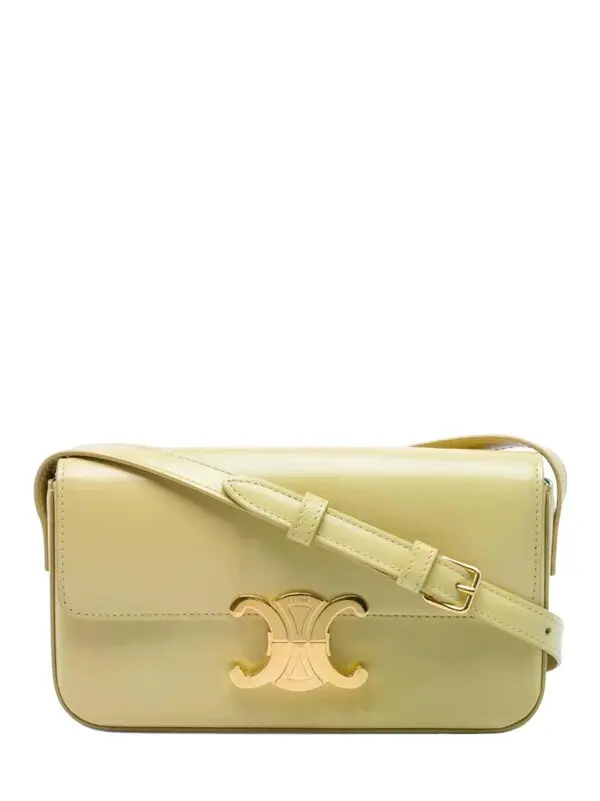 Celine 2021 Shiny Calfskin Triomphe Claude Shoulder Bag - Yellow