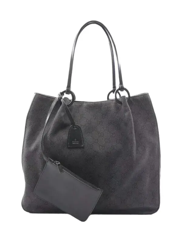 Gucci Gg Canvas Tote Bag With Pouch - Black