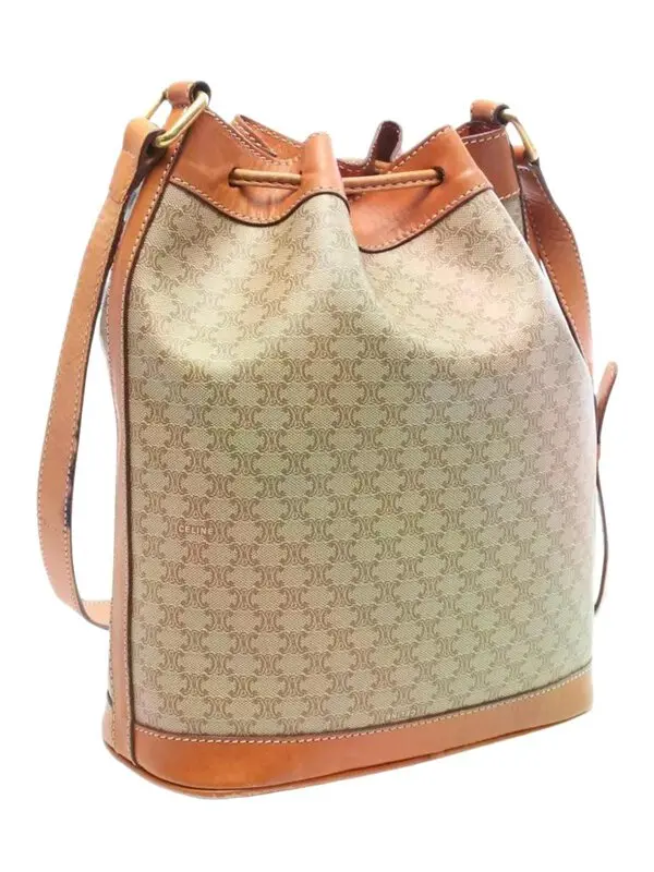 Celine 1990 Macadam Coated Canvas Drawstring Bucket Bag - Neutrals