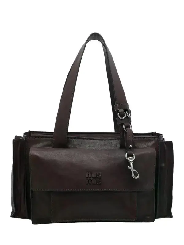 Miu Miu Utilitaire Leather Shoulder Bag - Brown