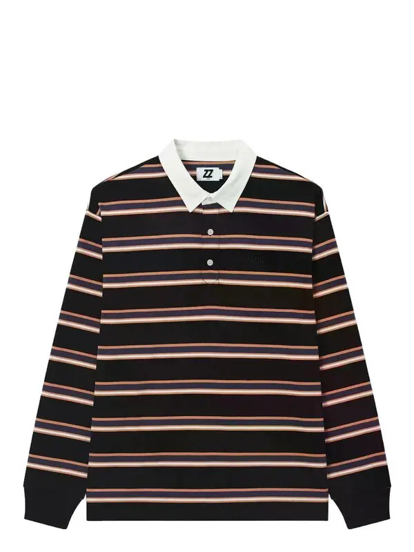 Izzue Striped Long-sleeve Polo Shirt - Black
