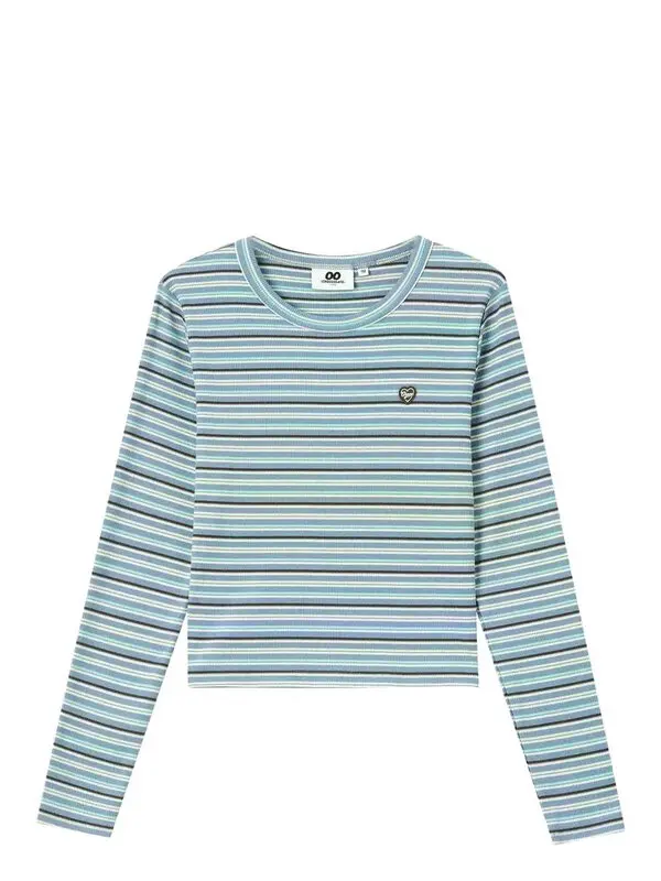 CHOCOOLATE Striped Ribbed-knit Long-sleeve T-shirt - Blue