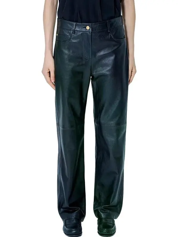 Max Mara Lambskin Wide-leg Trousers - Black