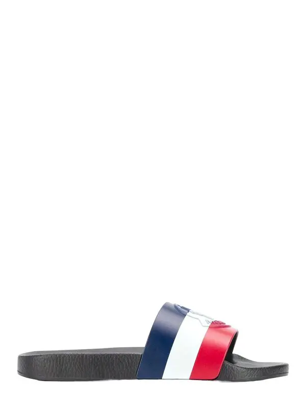 Moncler Striped Logo Slides - Blue