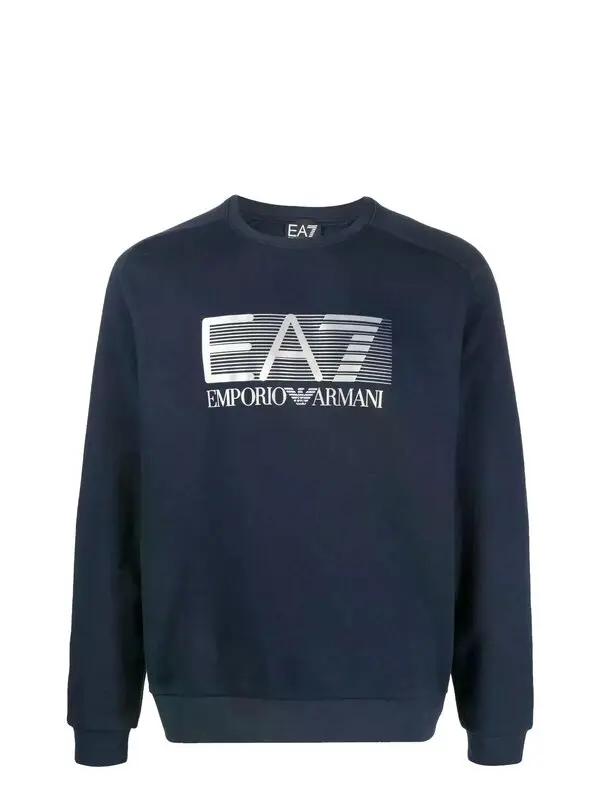 EA7 Logo-print Long-sleeve Sweatshirt - Blue